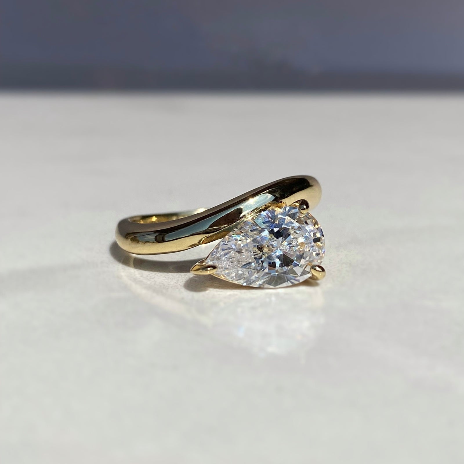 Pear stone ring with curved band – lpljewelry